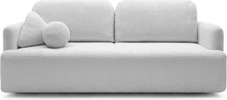 Selsey Dreisitzer-Sofa Lambina mit Schlaffunktion, Bettkasten, Boucle-Bezug in Hellgrau