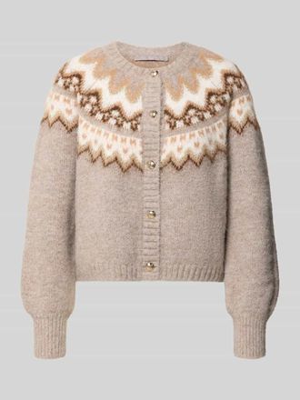 Christian Berg Strickjacke mit Norweger-Muster und Rundhalsausschnitt
