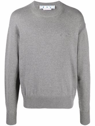 Off-white pull en maille &agrave; logo brod&eacute; - Gris
