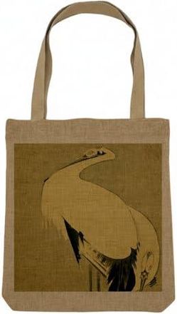 Fabulous Sac Shopping Tote Bag Aspect Lin - Estampe Japonaise 17 H&eacute;rons Art D&eacute;licat Original Vintage - Sac de Courses Toile Epaisse 360g Beige Naturel Cabas Po