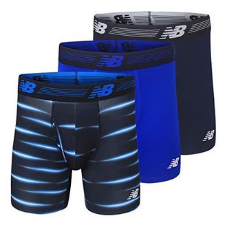 New Balance Lot de 3 Boxers Performance pour Homme, avec Ouverture Frontale, en Tissu Extensible, Respirant et &eacute;vacuant lhumidit&eacute;, Ceinture Souple, Taille L, Noir