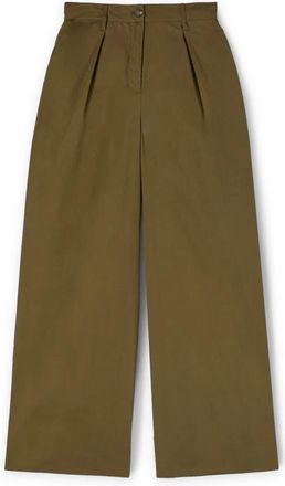 Motivi Femme, Pantalons, Vert, Taille: 34 FR Pantalon Palazzo en Popeline