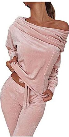 Generic Ensemble 2 pi&egrave;ces pour femme - Tenue d&eacute;contract&eacute;e &agrave; manches longues - Haut ample - Pantalon large - Ensemble 2 pi&egrave;ces pour femme - Gris, rose, XXL