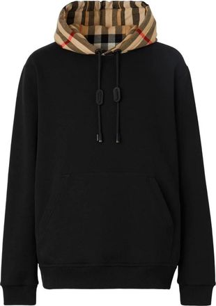 Burberry Homme, Sweatshirts et sweats &agrave; capuche, Noir, Taille: M Check Lined Sweat &agrave; capuche