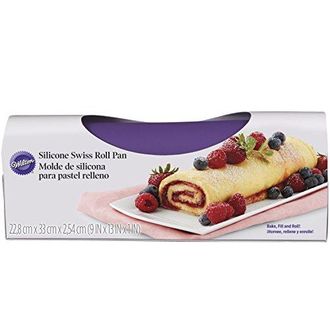 Wilton Silikon Backmatte Swiss Roll Cake Mat: Flexibele Backmatte Schweizer Brötchen Kuchenform Rollkuchen Rollmatte Backblech - 22.8 x 33cm