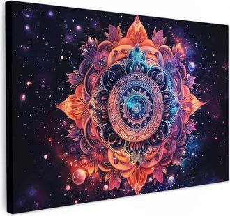 MuchoWow © Leinwände Groß 120x80 cm XXL Wall Decoration Bilder Schlafzimmer Deko Pictures Canvas Painting Wanddekoration Wohnzimmer Mandala - Galaxie - Farben