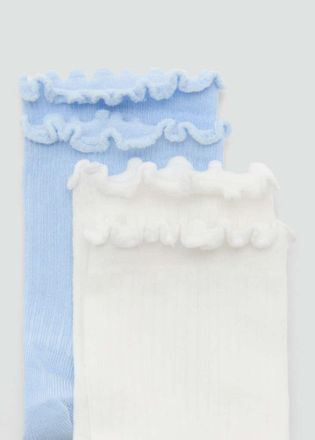 Mango Lot 2 paires de chaussettes coton bleu ciel - Femme - Taille unique - MANGO