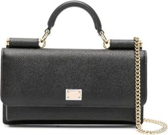 Dolce & Gabbana Femme, Sacs, Noir, Taille: ONE Size DG Logo Plaque Top Handle Bag