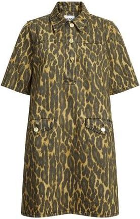 Ganni Robe courte chemise imprim&eacute;e en coton