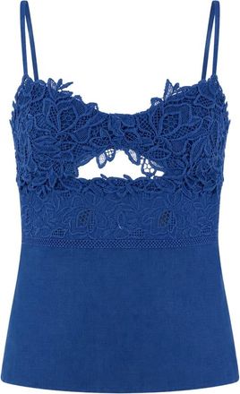 Ermanno Scervino Femme, Blouses et Chemises, Bleu, Taille: 36 FR Floral Lace Strap Top