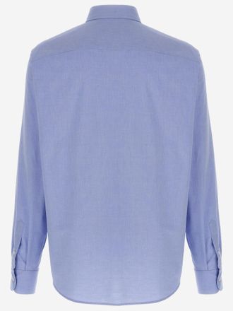 Valentino Mens Cotton Shirt With Logo Light Blue