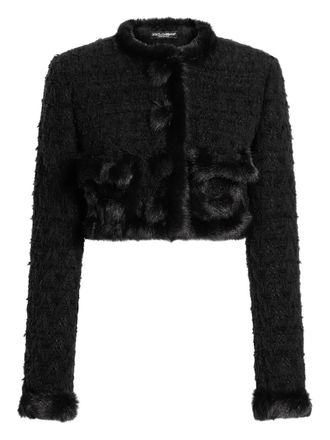 Dolce & Gabbana veste &agrave; bordure en fourrure artificielle - Noir
