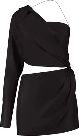 Gauge81 Arica One-Shoulder-Minikleid aus Seide - Schwarz