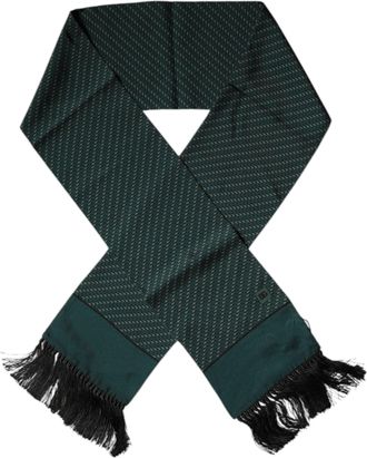 Dolce & Gabbana Mens Dark Green Fantasy Fringes Neck Wrap Scarf Silk