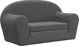vidaXL Vidaxl - Canap&eacute;-lit 2 places anthracite en peluche douce - Design pliable pour enfants - Dimensions 84 x 34-90 x 45 cm - Housse amovible
