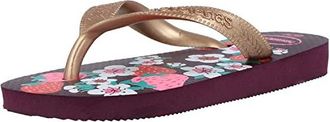 Havaianas Kids Flores, Tongs, Confortables, Durables et Amusantes, Semelle avec Motif Floral, Lanières Métallisées et Semelle Antidérapante, Filles
