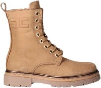 Elisabetta Franchi Bottines de combat &agrave; cristaux - Femme - Chaussures - Brun - Taille: W32