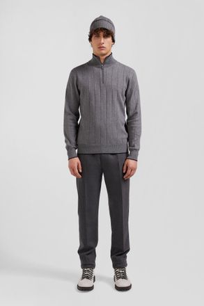 Eden Park Pull Col Camionneur En Coton Et Cachemire Gris Coupe Regular