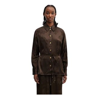 Ganni Satin Jacquard Hemdbluse - - Blouses & Shirts - Damen - Braun - S