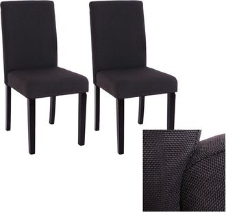 Mendler 2er-Set Esszimmerstuhl Stuhl Küchenstuhl Littau - Textil, schwarz, dunkle Beine