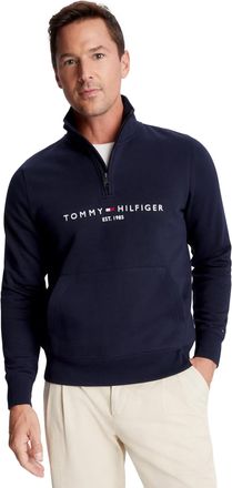 Tommy Hilfiger Adaptive Herren-Sweatshirt mit Viertelrei&szlig;verschluss und verl&auml;ngertem Rei&szlig;verschluss, Desert Sky Navy, Medium