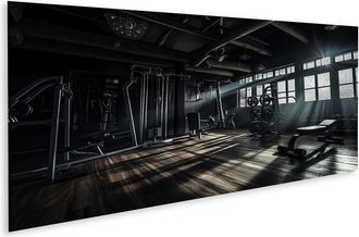 Islandburner Bild auf Leinwand Morgensonne im rustikalen Fitnessstudio f&uuml;r Fitnessraum Fitness-Enthusiasten Fitnessstudio Bilder Wandbilder Poster