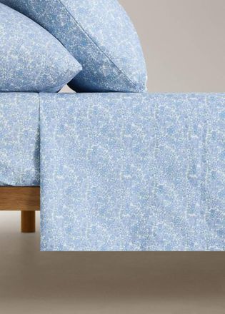 Mango Drap plat percale de coton fleurs Lit 135/140 cm bleu - Home - Lit 135/140 cm - MANGO HOME