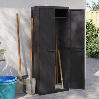 vidaXL Armoire de rangement dext&eacute;rieur noir 65x37x165 cm PP vidaXL