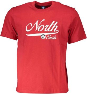 North Sails Rotes Baumwoll-Print-Logo-T-Shirt - - Tops - Herren - Rot - XL