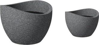 Scheurich Wave Globe, Pflanzgefäß aus Kunststoff, Schwarz-Granit & Wave Globe, Pflanzgefäß aus Kunststoff, Schwarz-Granit, 40 cm Durchmesser, 22,2 cm hoch, 19 l