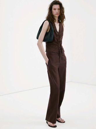 Mango Haut &agrave; revers avec nauds chocolat - Femme - XS - MANGO