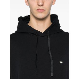 Emporio Armani Logo Drawstring Hoodie - Navy