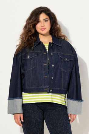 Ulla Popken Jeansjacke Jeansjacke Stretchdenim &Auml;rmelaufschlag Hemdkragen
