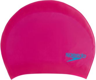 Speedo Unisex Kinder Kappe f&uuml;r langes Haar | Badekappe | Zieht nicht am Haar | Leicht aufsetzbar Trainingsausr&uuml;stung, Begonia Pink/Lapis Blue, Einheitsgr&ouml;&szlig;e