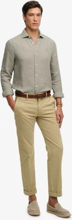 Superdry Riviera - Chemise en lin m&eacute;lang&eacute; &agrave; manches longues - Vert baie