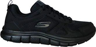 Skechers Homme Track Scloric Shoes, Black Leather Mesh PU Trim, 39 EU