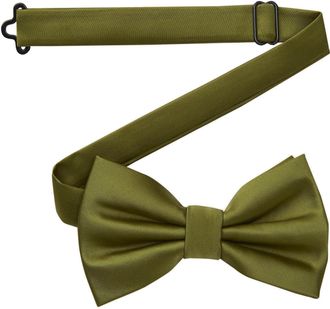 DonDon Fliege Herren handgefertigt Seiden-Look 12 x 6 cm Fliege Olivgr&uuml;n