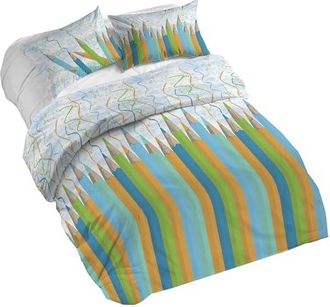 Pensieri delicati Bettwäsche-Set für Doppelbett, 100% Baumwolle, komplett mit Bettbezug 250 x 200 cm und 2 Kissenbezügen 52 x 82 cm, hergestellt in Italien, maschinenwa