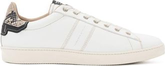 AllSaints Leon - Niedrige Sneaker aus Wildleder in Weiß/Schwarz
