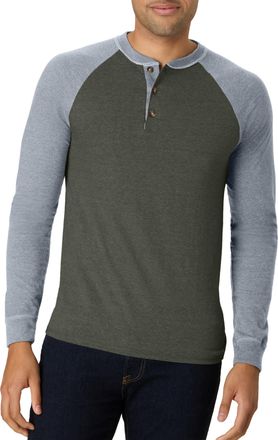 Hanes Herren T-Shirts, BeefyT Henley Shirts, Herren Baumwolle Langarmshirts, XX-Large