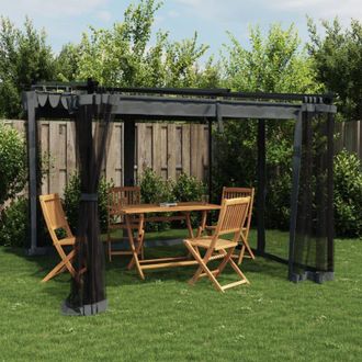 vidaXL Vidaxl - Tonnelle avec parois en filet anthracite 3x3 m acier