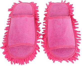 Minkissy Pantoufles DIntérieur pour Femmes en Velours Rayé Rose Fuchsia Semelle Adhésive Large Taille 35-38 Pantoufles Nettoyants Réutilisables pour Sols en Bo