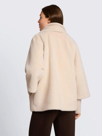 Tom Tailor Fellimitatjacke Regular mit Reverskragen und Stehkragen-Inlay und Knopfleiste