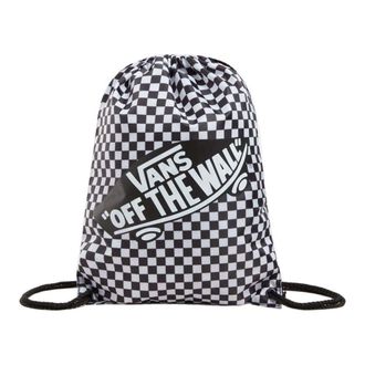 Vans Unisex Rucksack Tasche Wasserdicht All Over Karo Muster Spr&uuml;che Kordelzug Schultergurte Farbe Wei&szlig; Schwarz OS, Schwarz/Wei&szlig;, One size