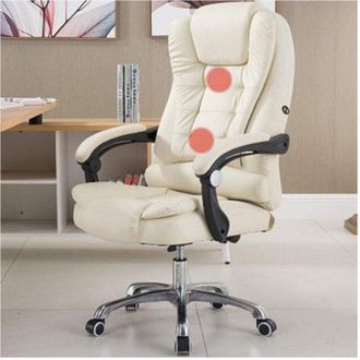 Trade Shop Trade Shop Traesio - Trade Shop - Bürostuhl Drehstuhl Spiel Fußstütze Liege Schreibtisch weiß Leder