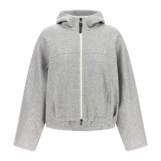 Brunello Cucinelli Zip-through Hoodie - - Sweatshirts & Hoodies - Damen - Grau - L