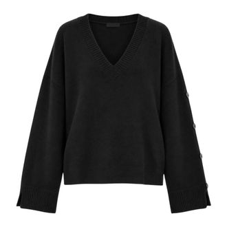 Akep Pullover mit V-Ausschnitt und Stickerei - - Knitwear - Damen - Schwarzk - M