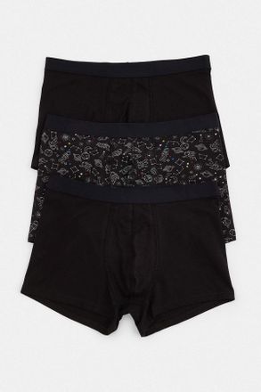 Trendyol MAN Herren 3er Pack Schwarz Galaxie-Print Boxer Shorts