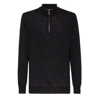 Billionaire Boys Club Wool and Silk Pullover Zip Mock - - Knitwear - Herren - Schwarzk - 3XL