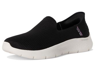Skechers Damen Hands Free Slip-ins Go Walk Flex-Relish Sneaker, Black Textile/White Trim, 40.5 EU